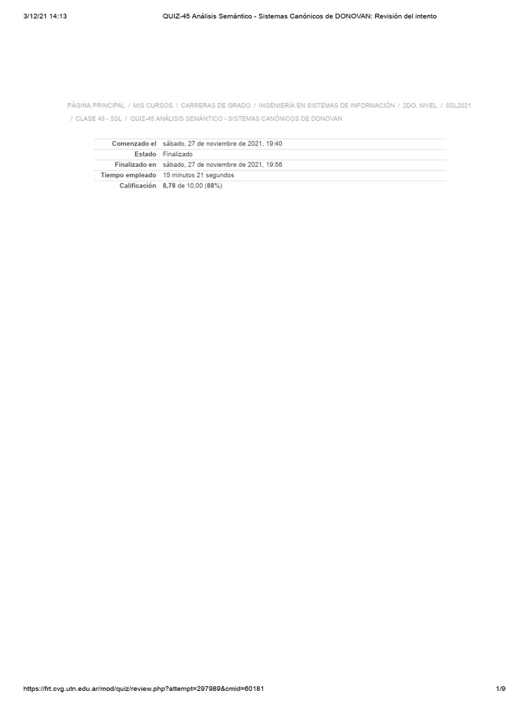 QUIZ-45 An Lisis Sem Ntico - Sistemas Can Nicos de DONOVAN - Revisi N Del Intento | PDF ...