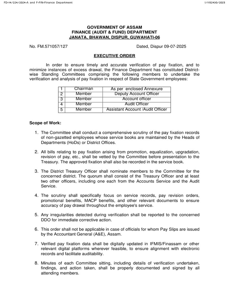 Pay Fixation Verification Order 2025 | PDF | Government