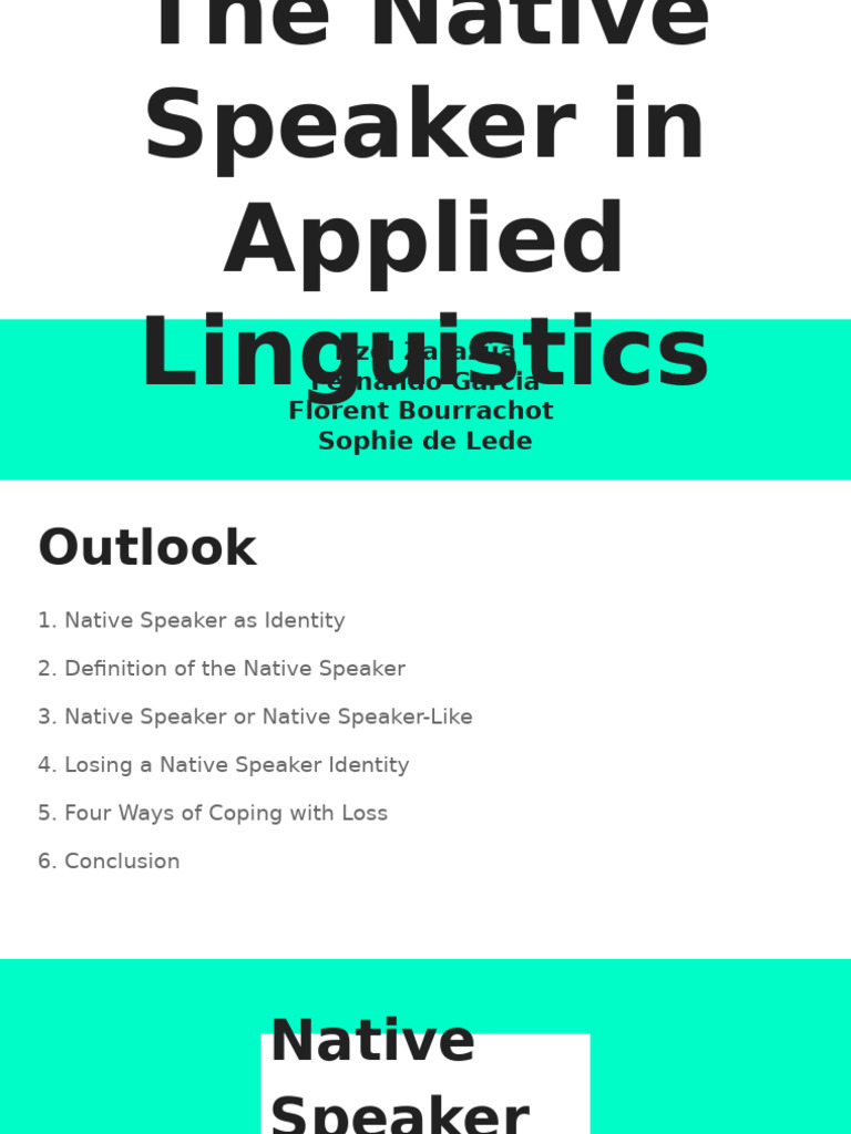 Defining Native Speaker Identity | PDF | Second Language | First Language