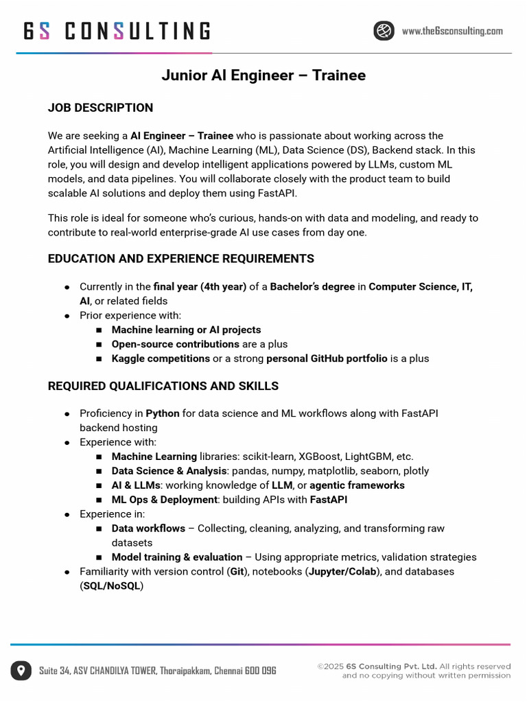 Junior AI Engineer Trainee Position | PDF | Artificial Intelligence ...