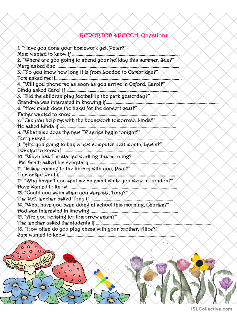 Reported Speech - Questions-1 | PDF