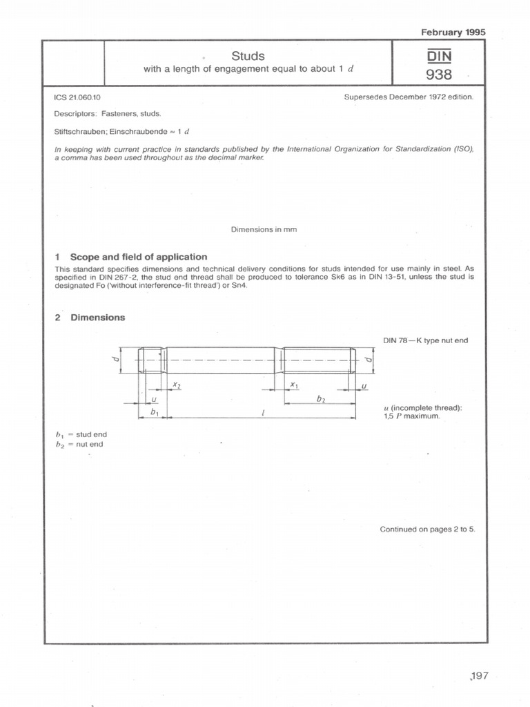 DIN 938 Extract | PDF