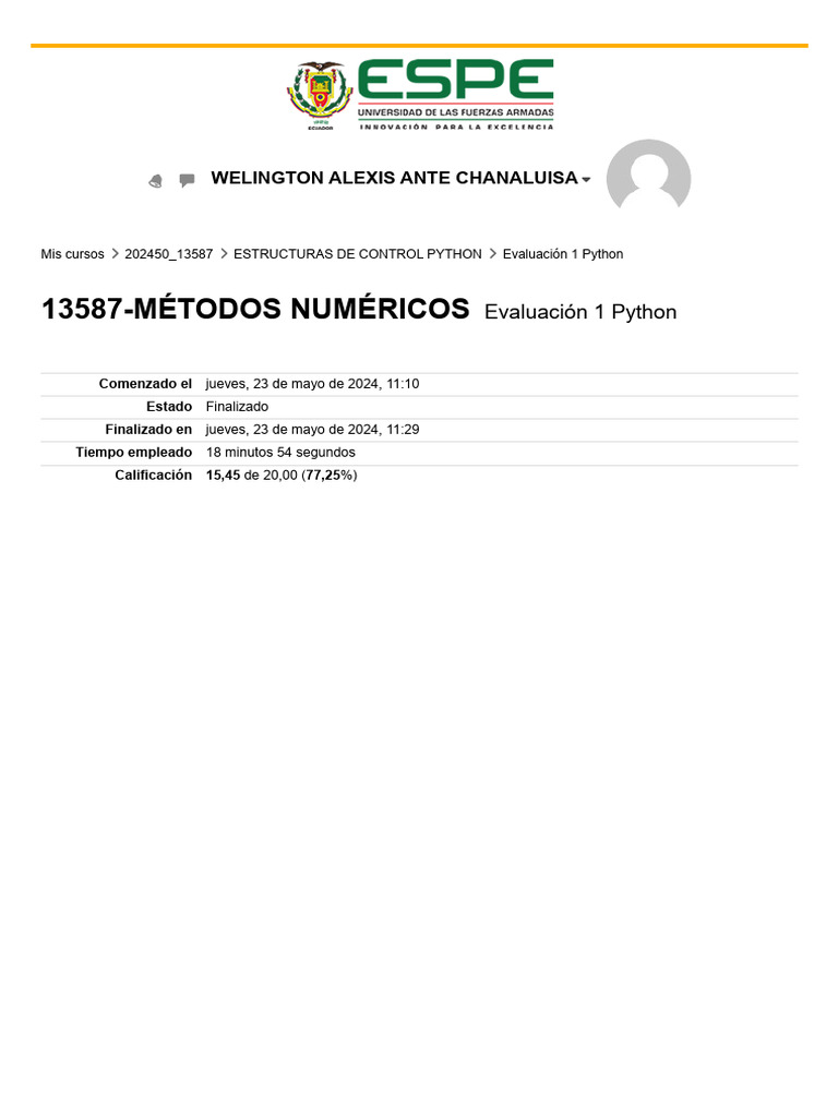 Evaluación 1 Python - Revisión Del Intento - Aula | PDF | Python (lenguaje de programación ...