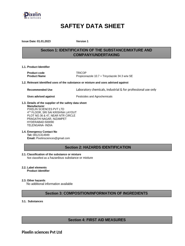 MSDS Template | PDF | Toxicity | Personal Protective Equipment