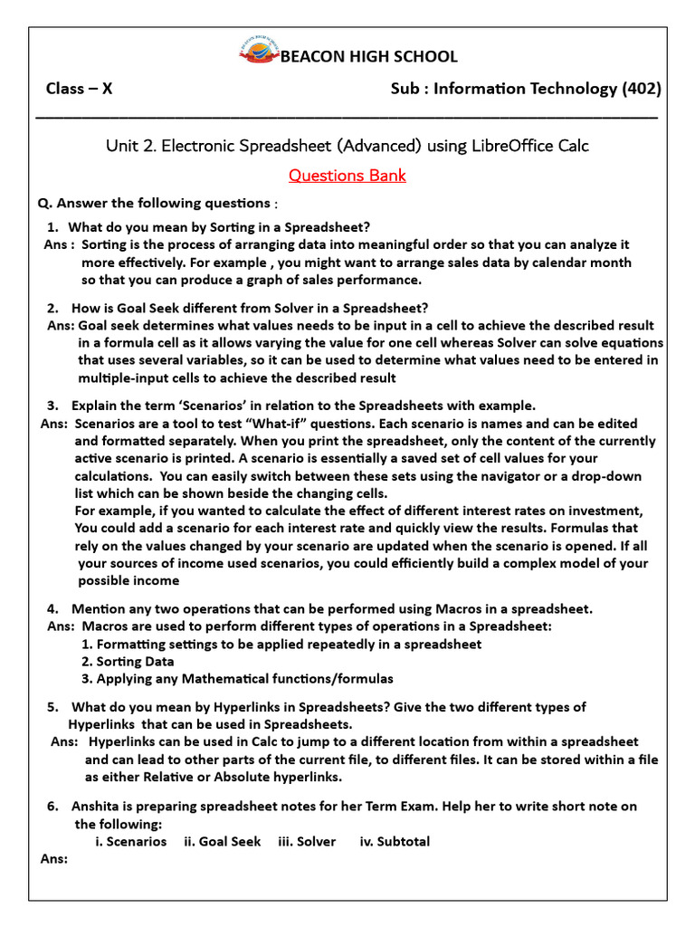 20250606-Grade X Unit 2. Electronic Spreadsheet (Advanced) Using ...