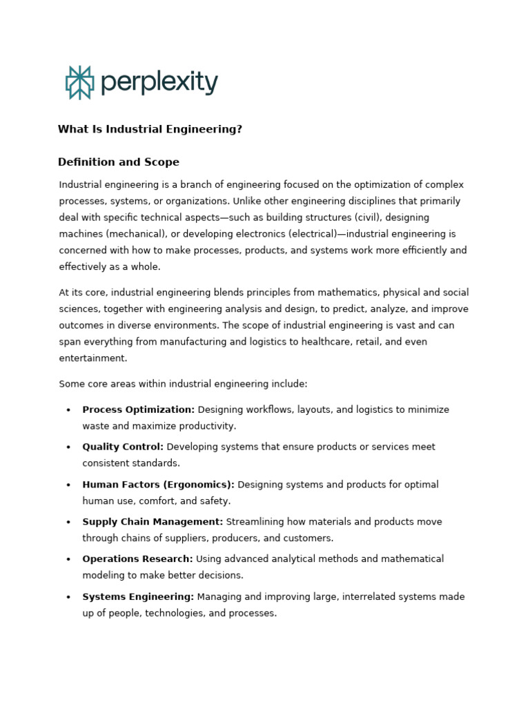 What Is Industrial Engineering | PDF | Industrial Engineering | Engineering