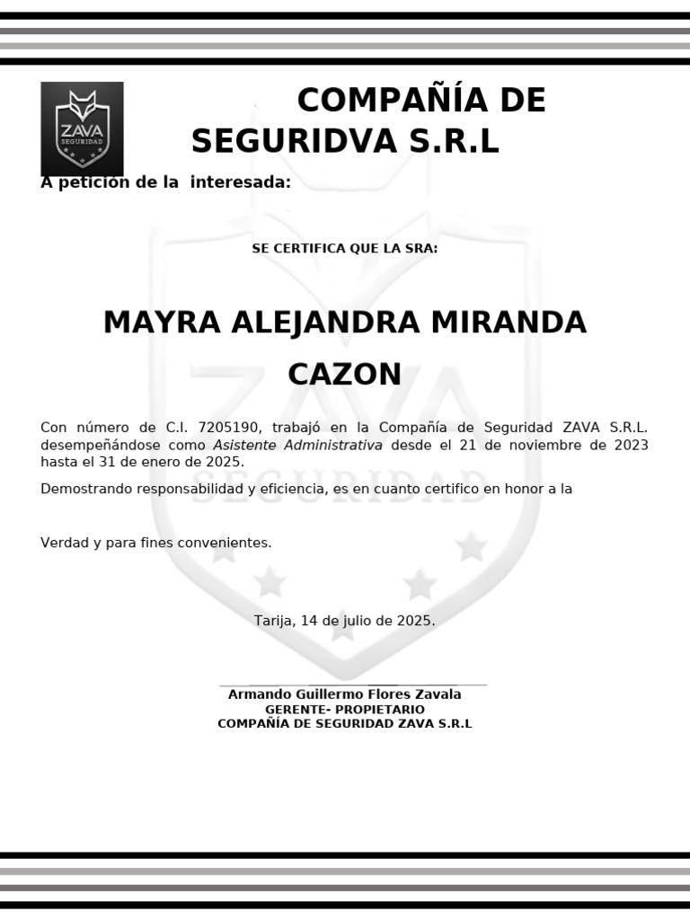 Certificado Mayra | PDF