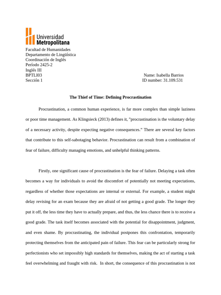 Isabella Barrios - Definition Essay | PDF | Professional Skills ...