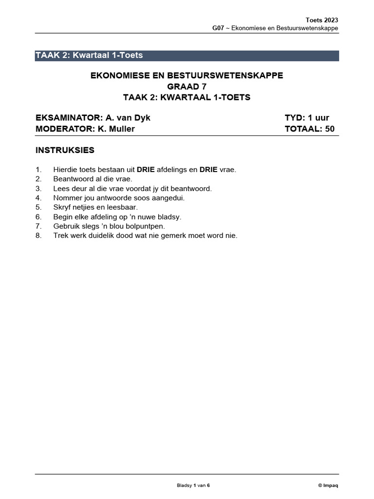 Ebw Graad 7 Kwartaal 1 | PDF
