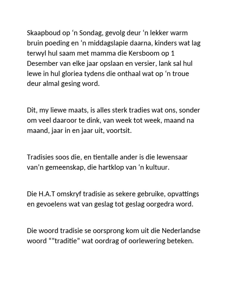 Toespraak Oor Tradiesie - Gr6 Januarie 2023 | PDF