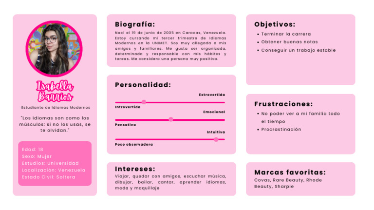 Estudiante de Idiomas Modernos: Isabella Barrios | PDF
