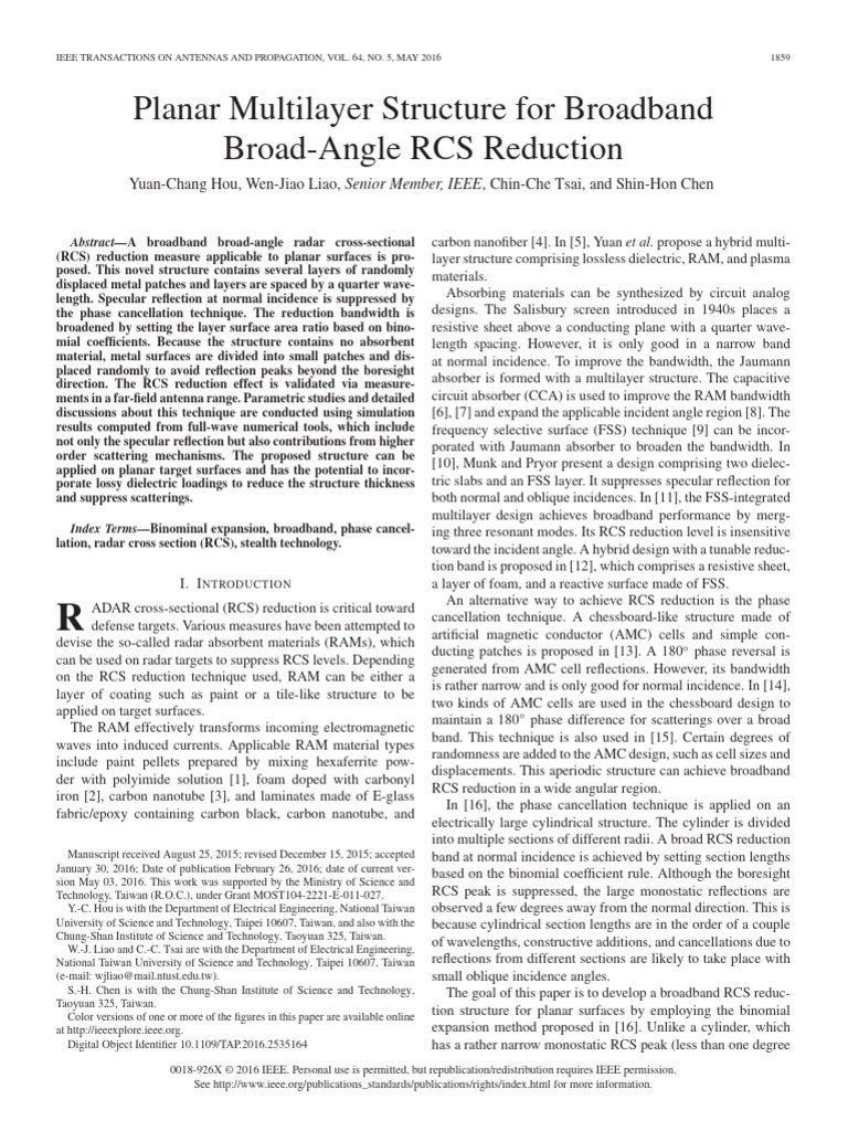 Planar Multilayer Structure for Broadband Broad-Angle RCS Reduction ...