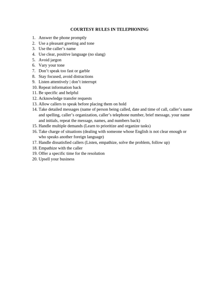Effective Telephone Courtesy Guidelines | PDF