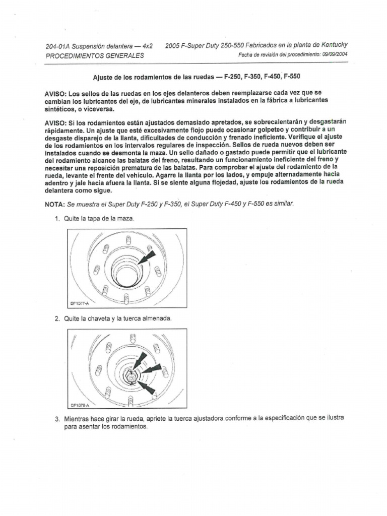 Ajuste Rodamientos - Procedimientos Generales - Suspencion delantera ...