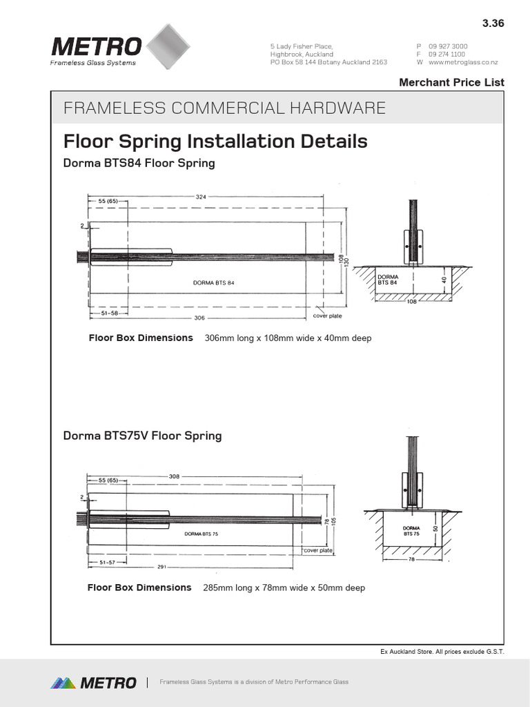 Floor Spring Installation Details | PDF
