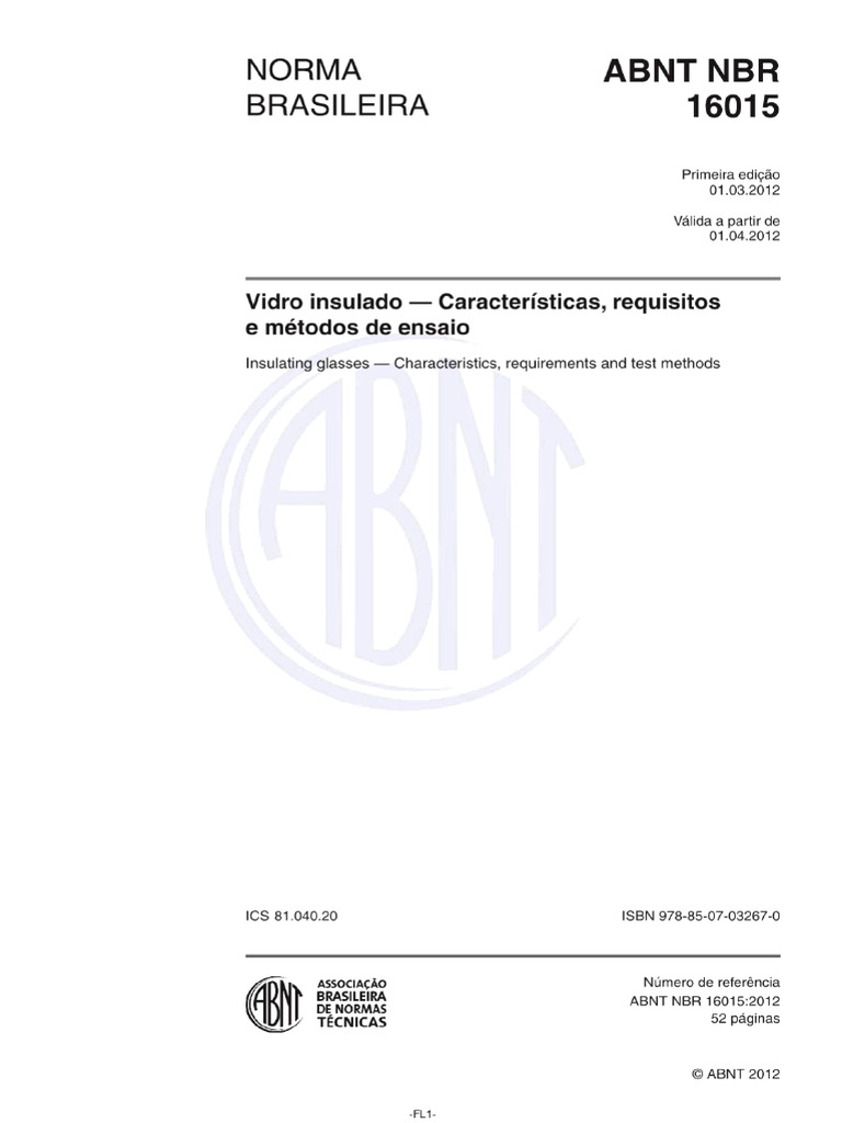 Vidro Insulado: Normas e Ensaios ABNT 16015 | PDF | Umidade | Temperatura