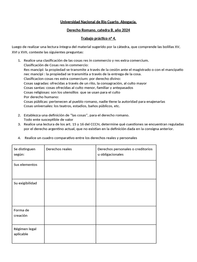 Drecho Romano TP 4 | PDF | Propiedad | Justicia