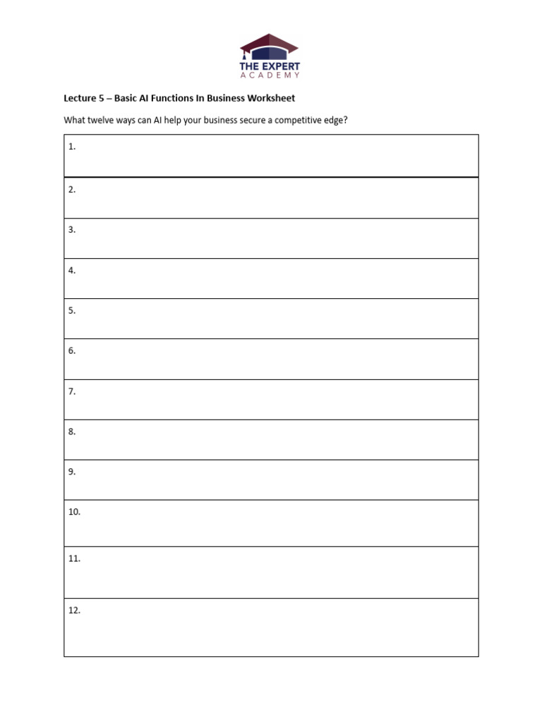 L5 Basic AI Functions Worksheet | PDF