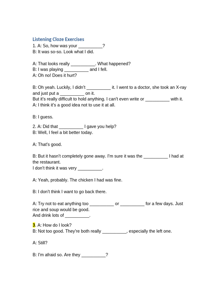 Listening Cloze Dialogues | PDF