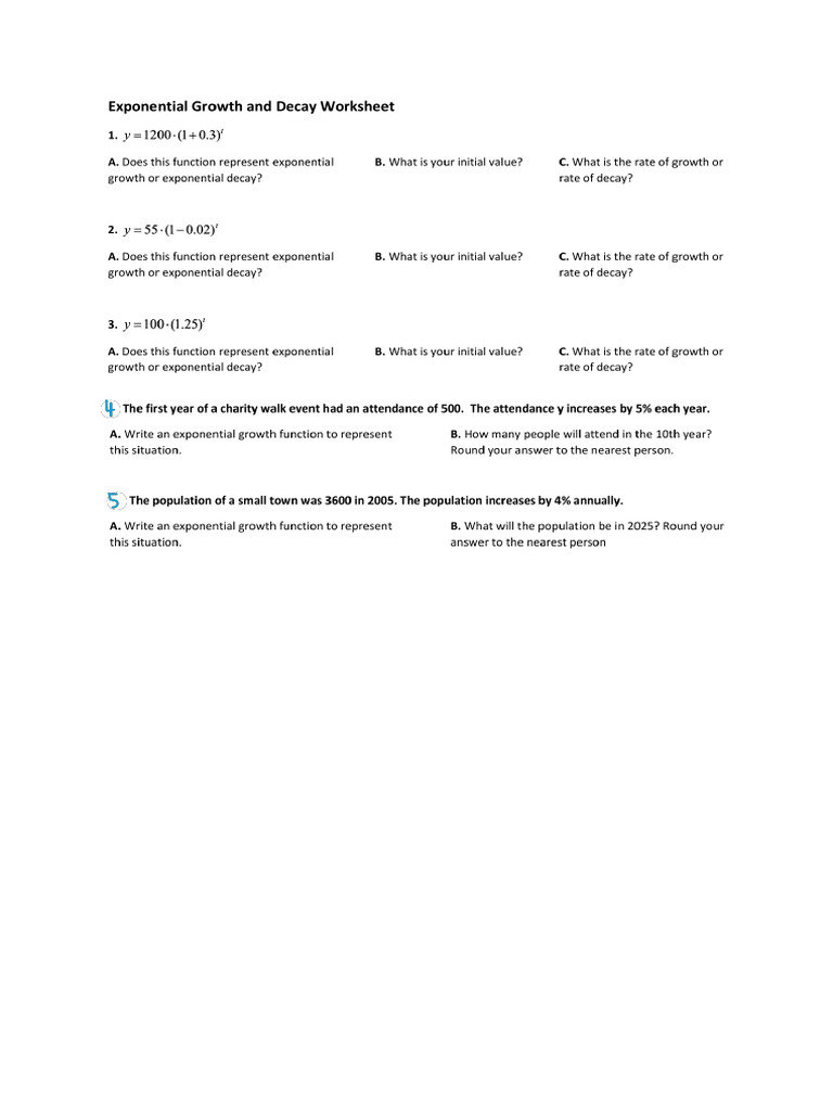 Exponential Growth and Decay Note Practice | PDF