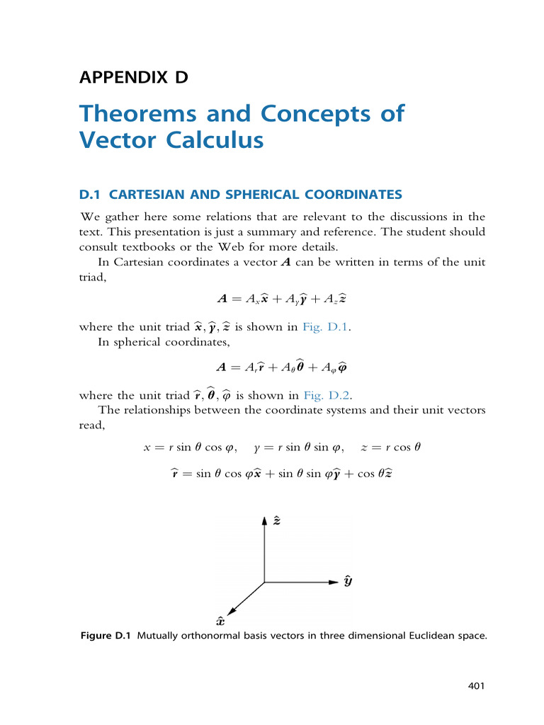Theorems and Concepts of Vector Calculus 2018 | PDF | Divergence ...
