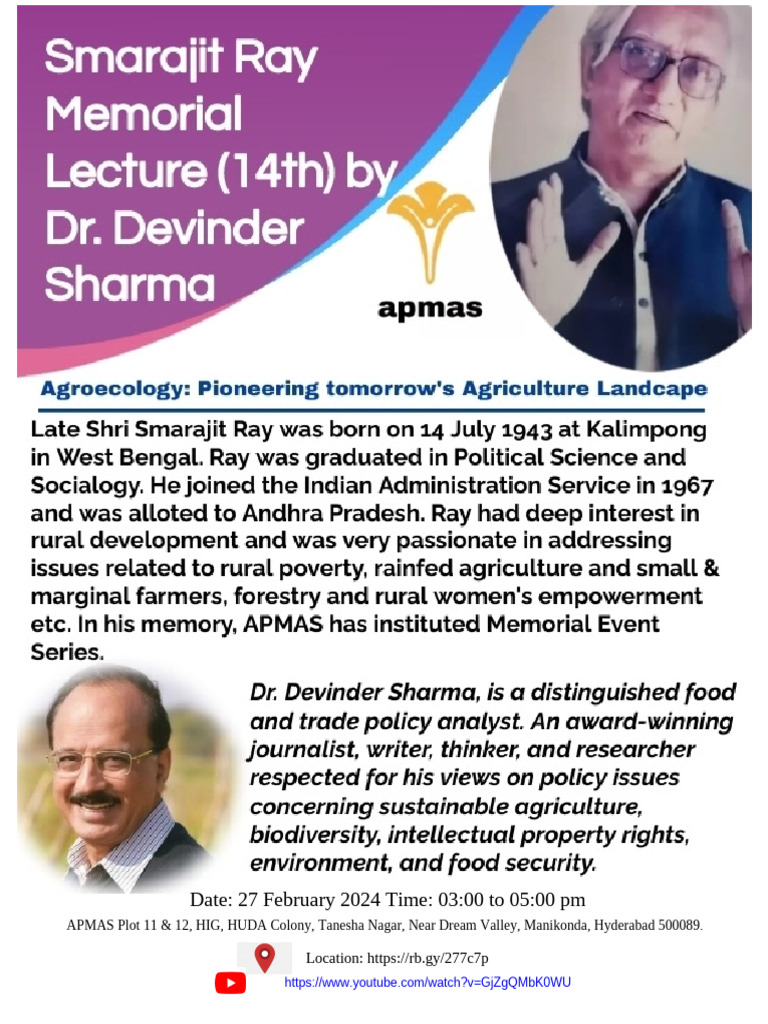 Invitation Flyer Ray Memorial Lecture 2024 | PDF