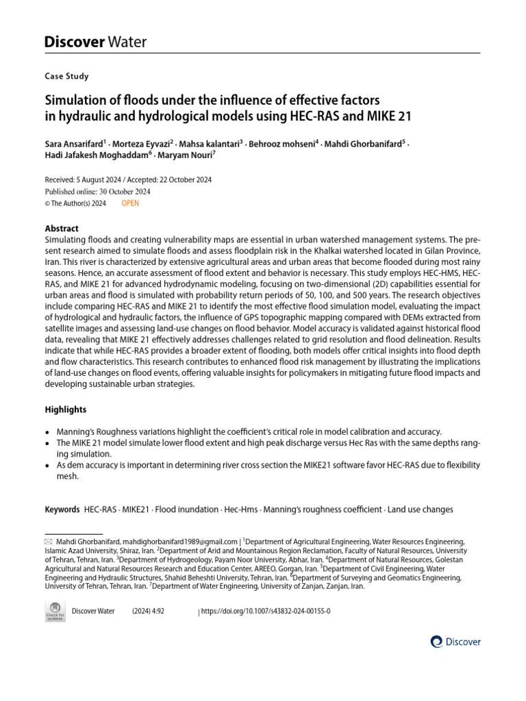 Flood Simulation Models in Urban Watersheds | PDF | Flood | Fluid Dynamics
