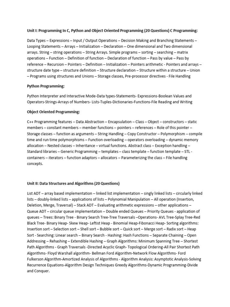 Programming, Data Structures & OS Concepts | PDF | Internet Protocol ...