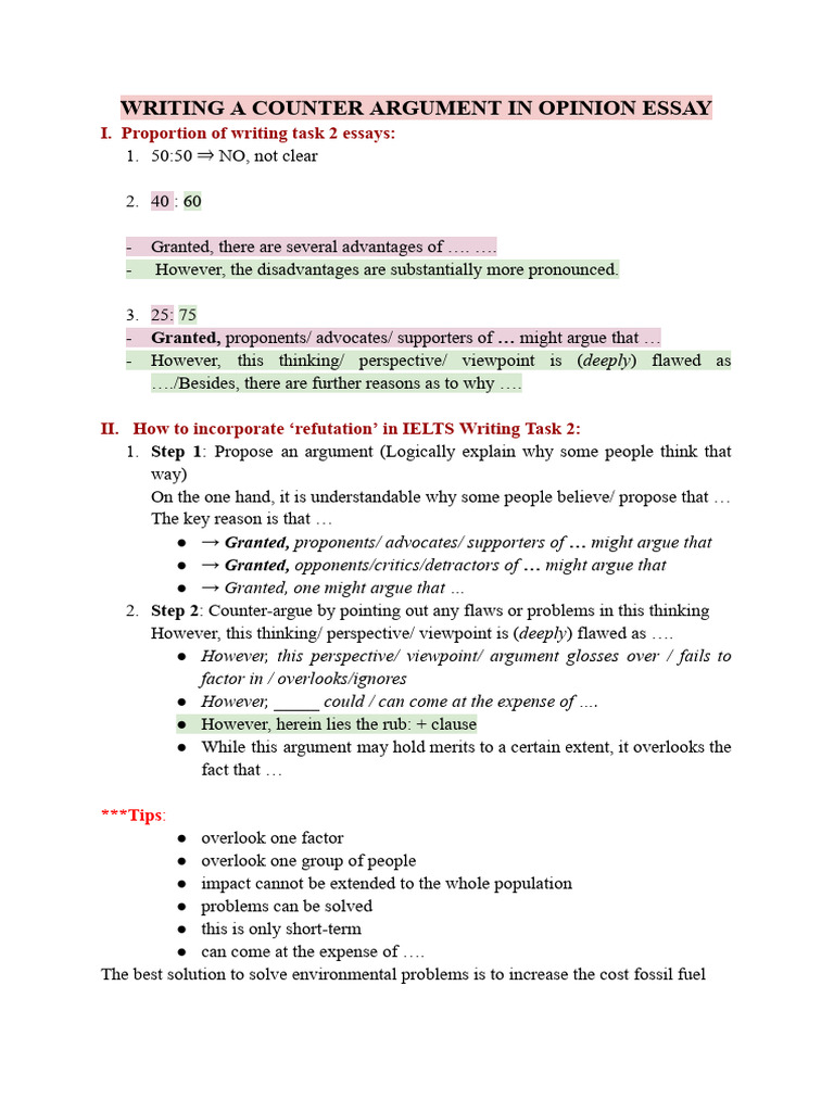 Writing A Counter Argument in Opinion Essay | PDF | Museum | Thought