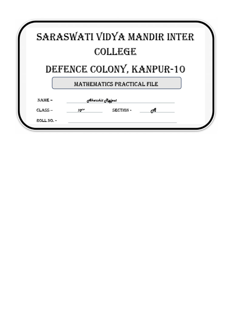 Class 10 Mathematics Practical File | PDF