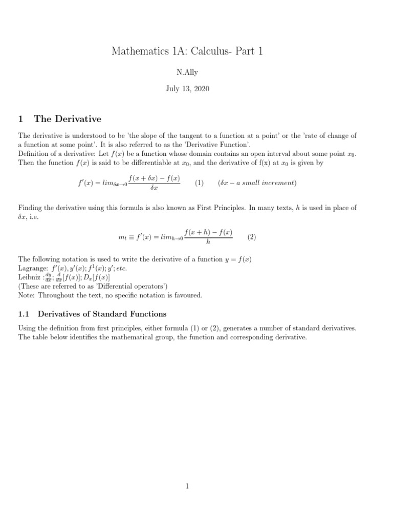 Understanding Derivatives in Calculus | PDF | Derivative | Function ...
