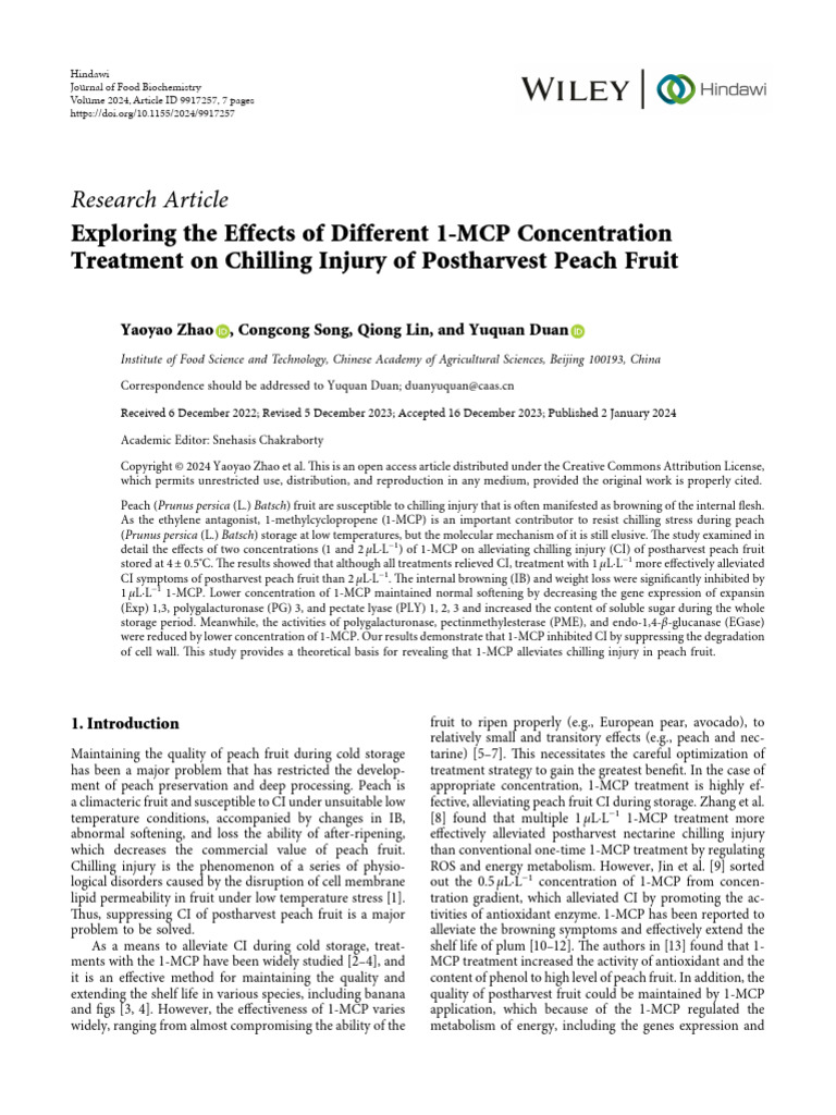 Exploring The Effects of Different 1-MCP Concentra | PDF | Peach | Real ...