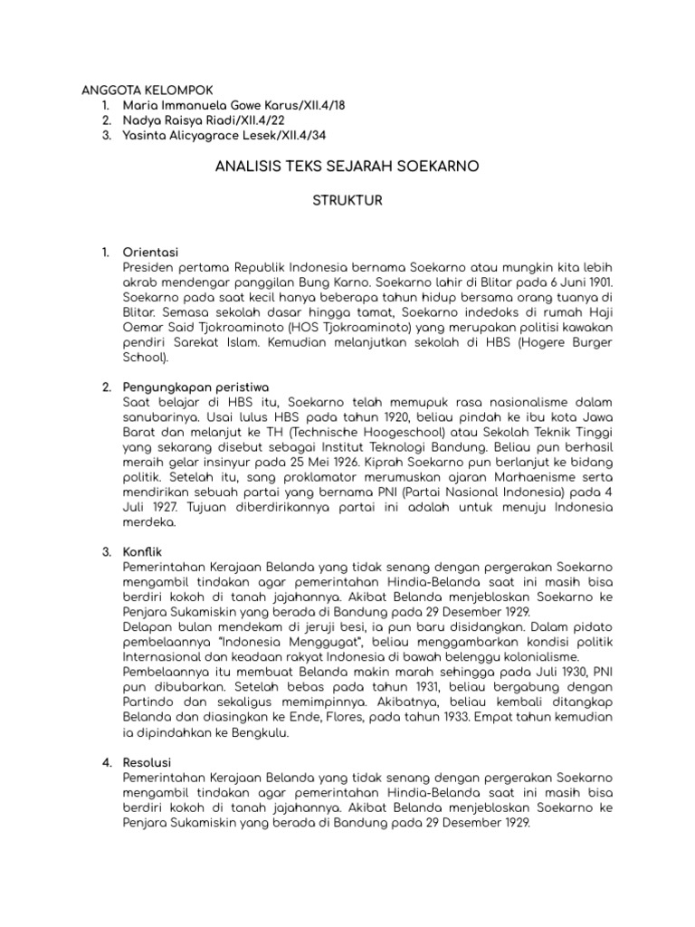 Analisis Teks Sejarah Soekarno | PDF