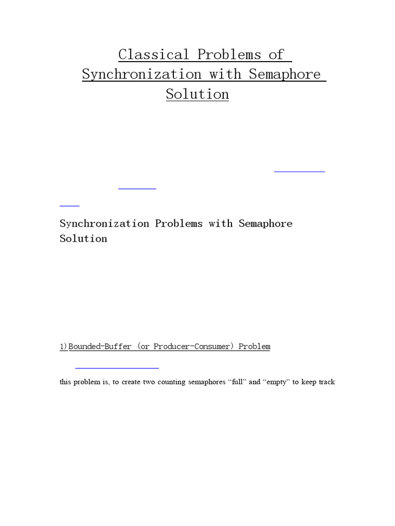 Classic Problems of Synchronization | PDF | Thread (Computing) | Computer Engineering