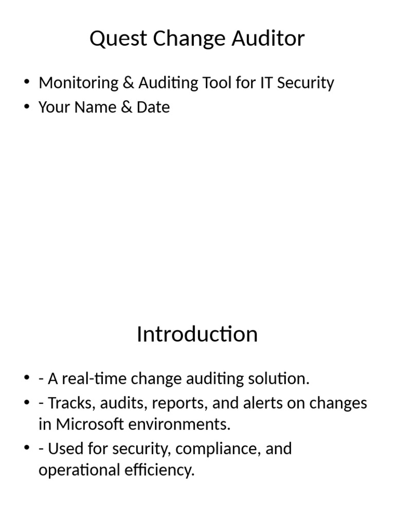 Quest Change Auditor Overview | PDF
