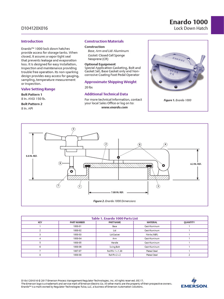 Enardo 1000 Lock Down Hatch Overview | PDF | Mechanical Engineering