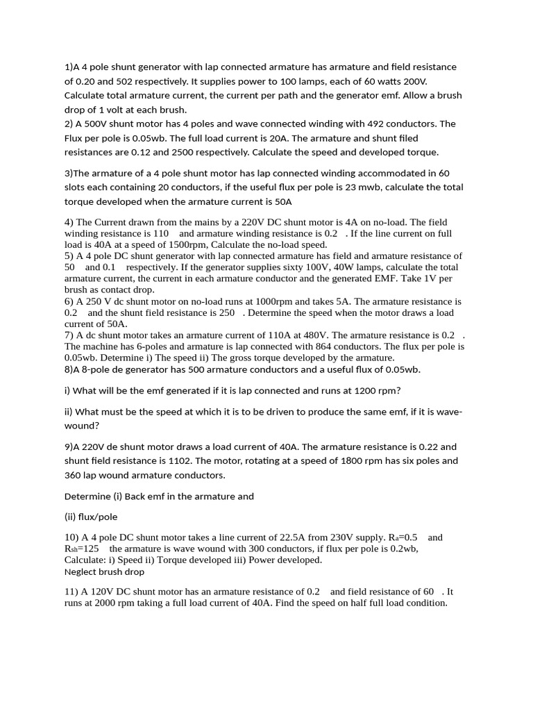 Unit 3 and 4 WLWC Numericals | PDF | Electric Motor | Transformer