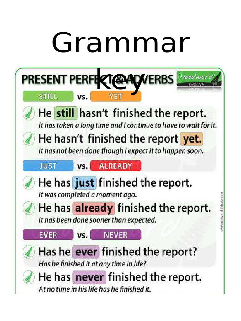 Already, Just, Yet Grammar Key | PDF