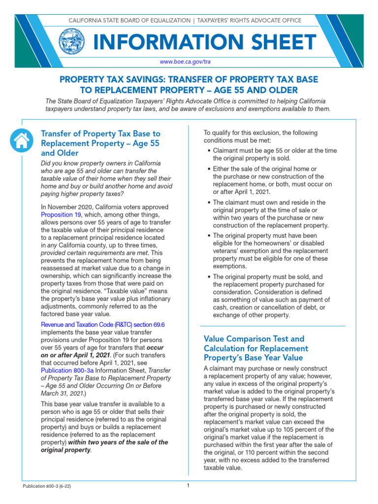 Property Tax Base Transfer for Seniors | PDF | Property Tax | Taxes