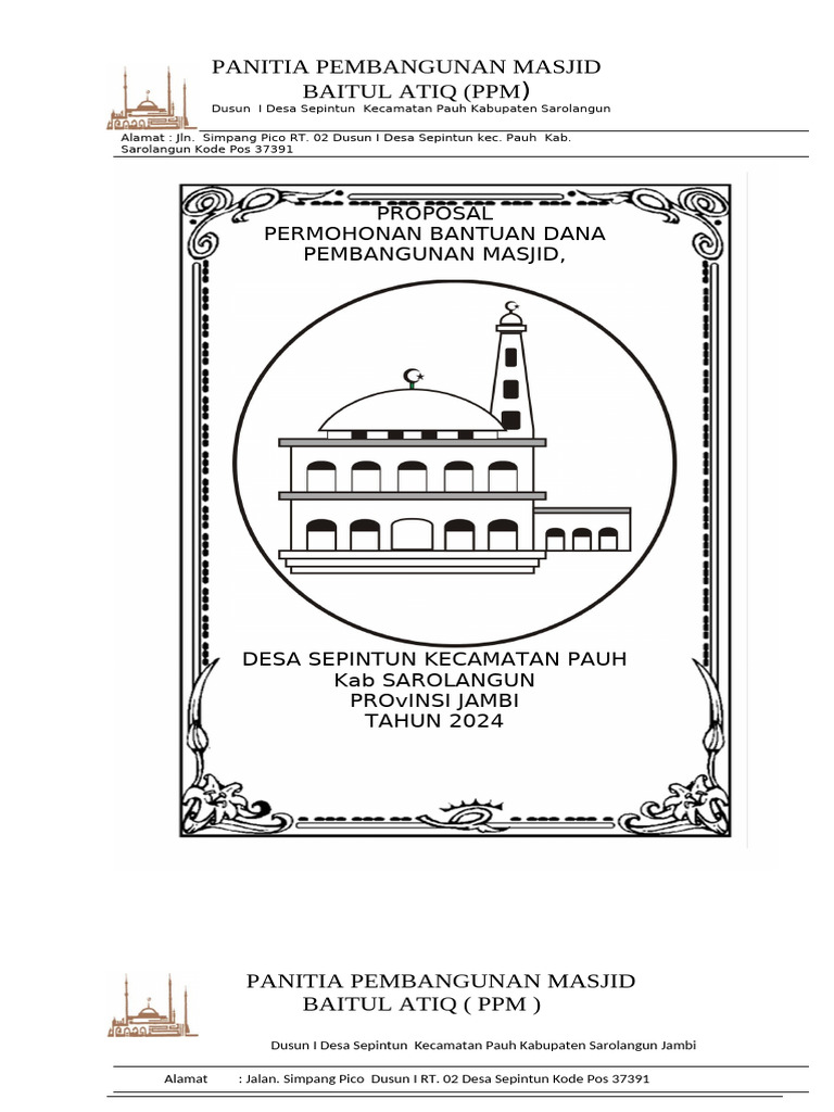 Proposal Masjid PPM Baitul Atik 2024 | PDF