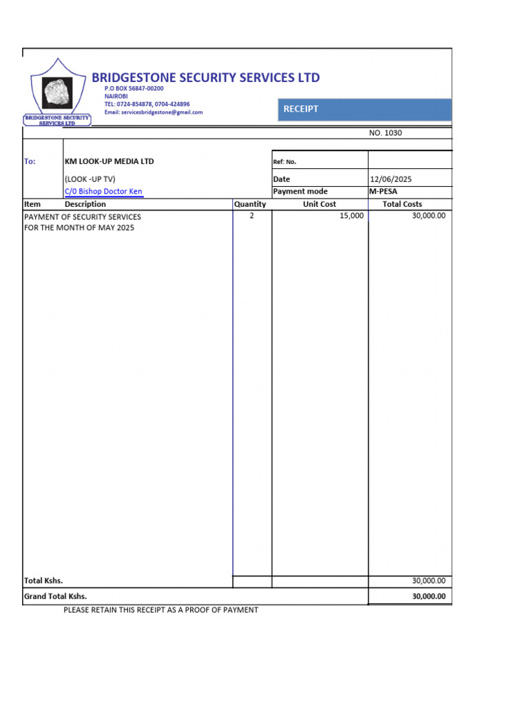 Look Up TV May Receipt 2025 | PDF