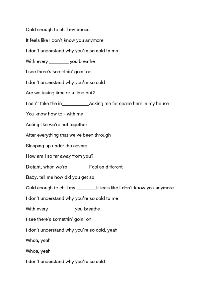 Cold (Feat Future) Lyrics | PDF