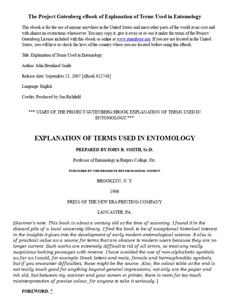 Entomology Terms Explained: A Glossary | PDF | Abdomen | Insects