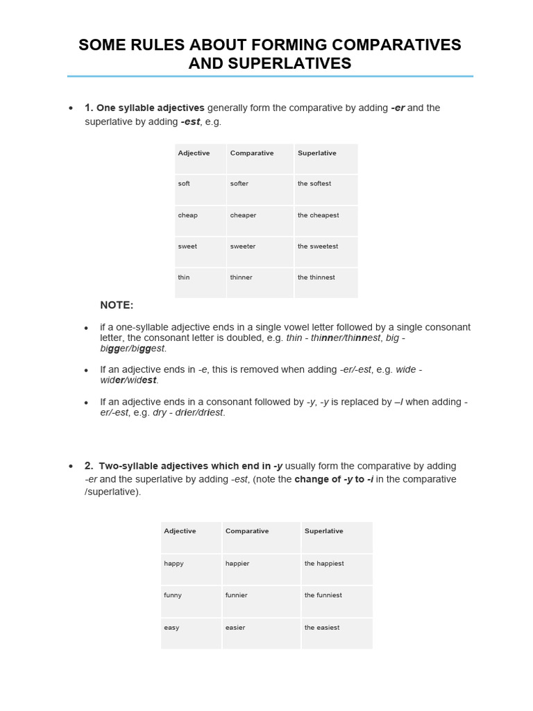 Comparatives and Superlatives Theory | PDF | Adjective | Linguistics