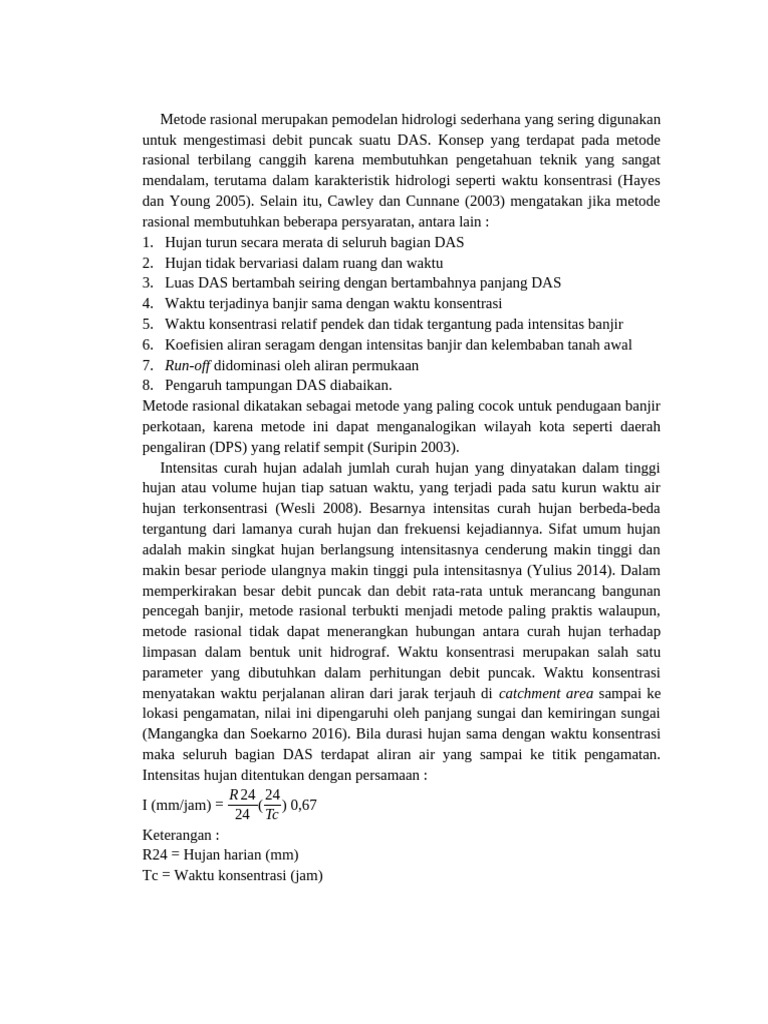 Metode Rasional untuk Estimasi Debit Puncak | PDF