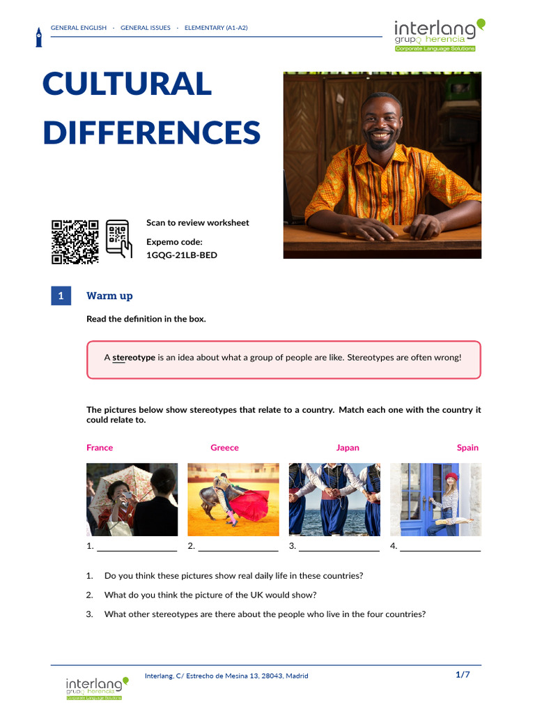 Cultural Differences Worksheet | PDF | Adverb | Adjective