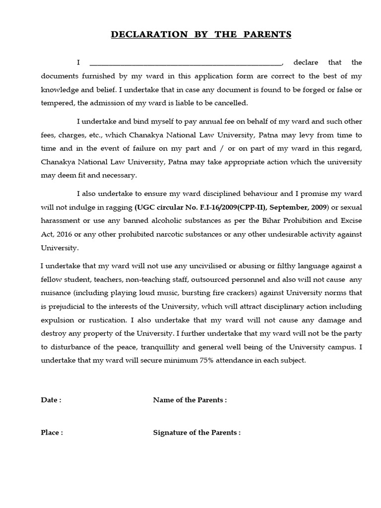 Declaration by The Parents | PDF