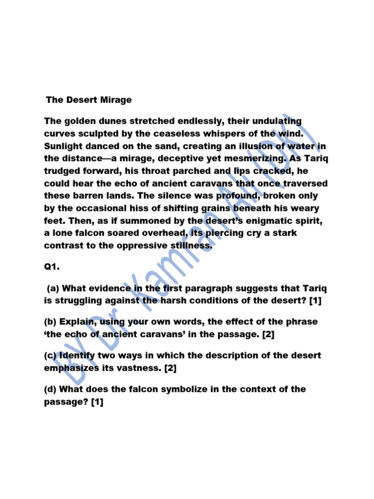 Mock Exam Practice Paper 1 Passage A (2025) | PDF | Desert | Physical ...