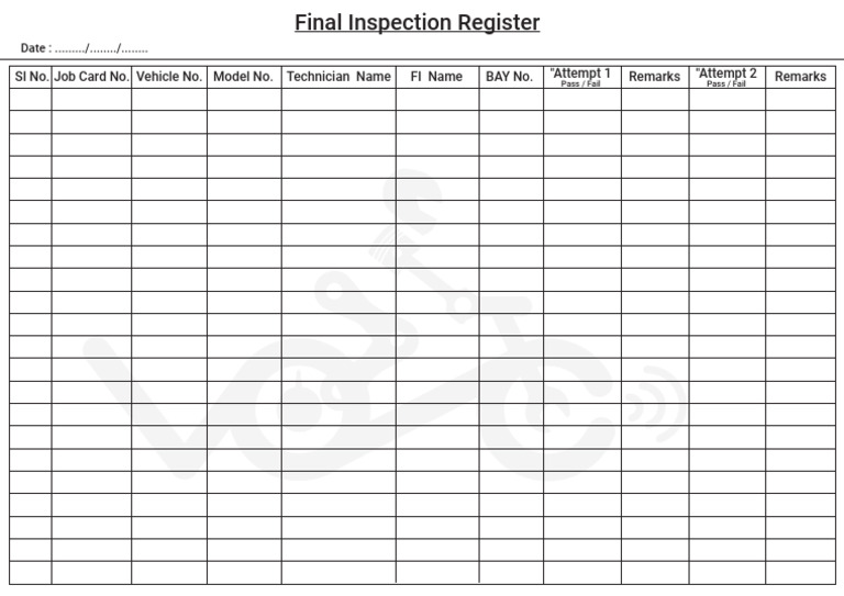 Final Inspection Register | PDF