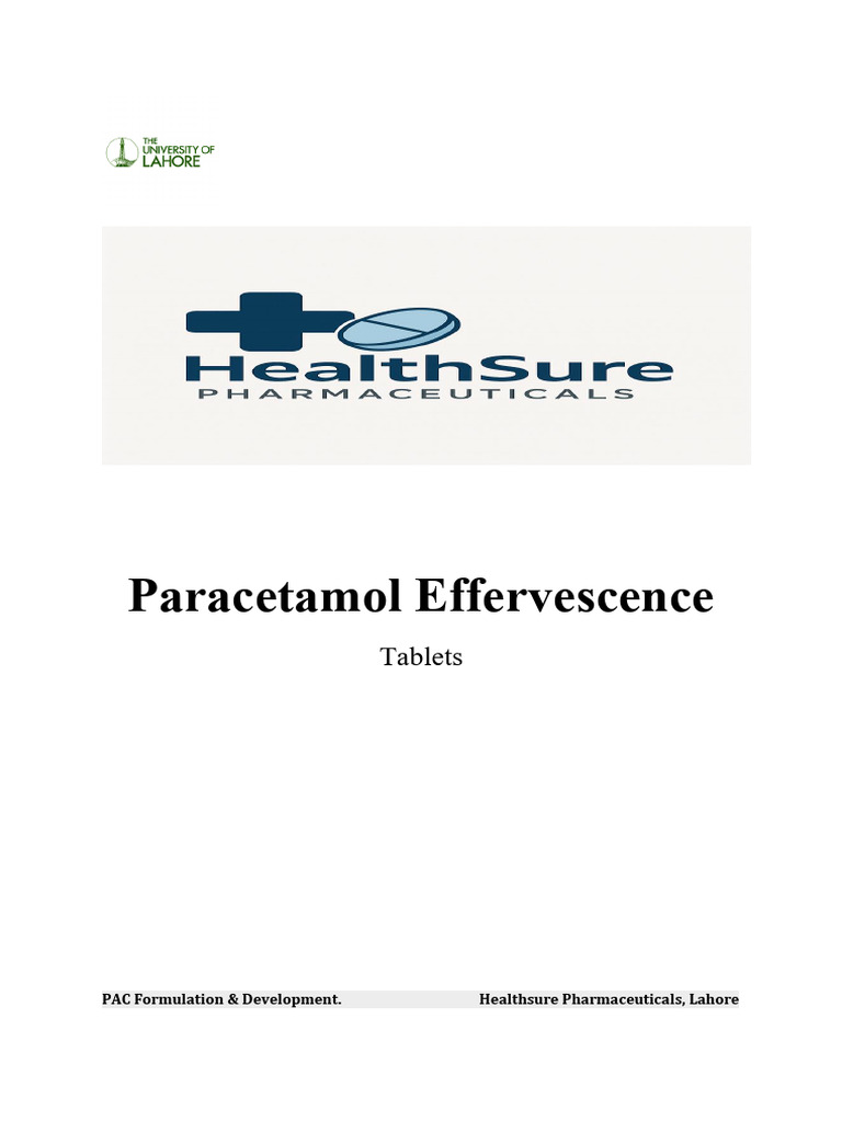 Paracetamol Effervescent Tablet Formulation | PDF | Tablet (Pharmacy ...